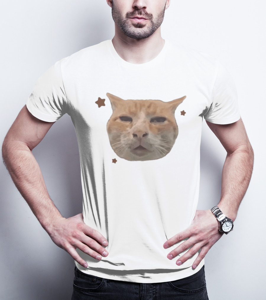 Huh Stoned Cat Meme Funny Feline Face Stars Comedy T-Shirt