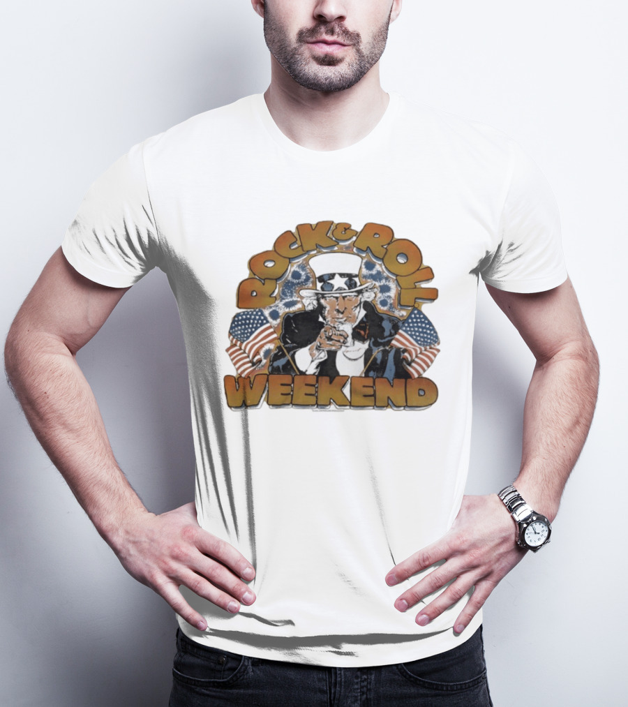 Rock And Roll Weekend Uncle Sam Ozzy Osbourne Tribute With American Flags T-Shirt