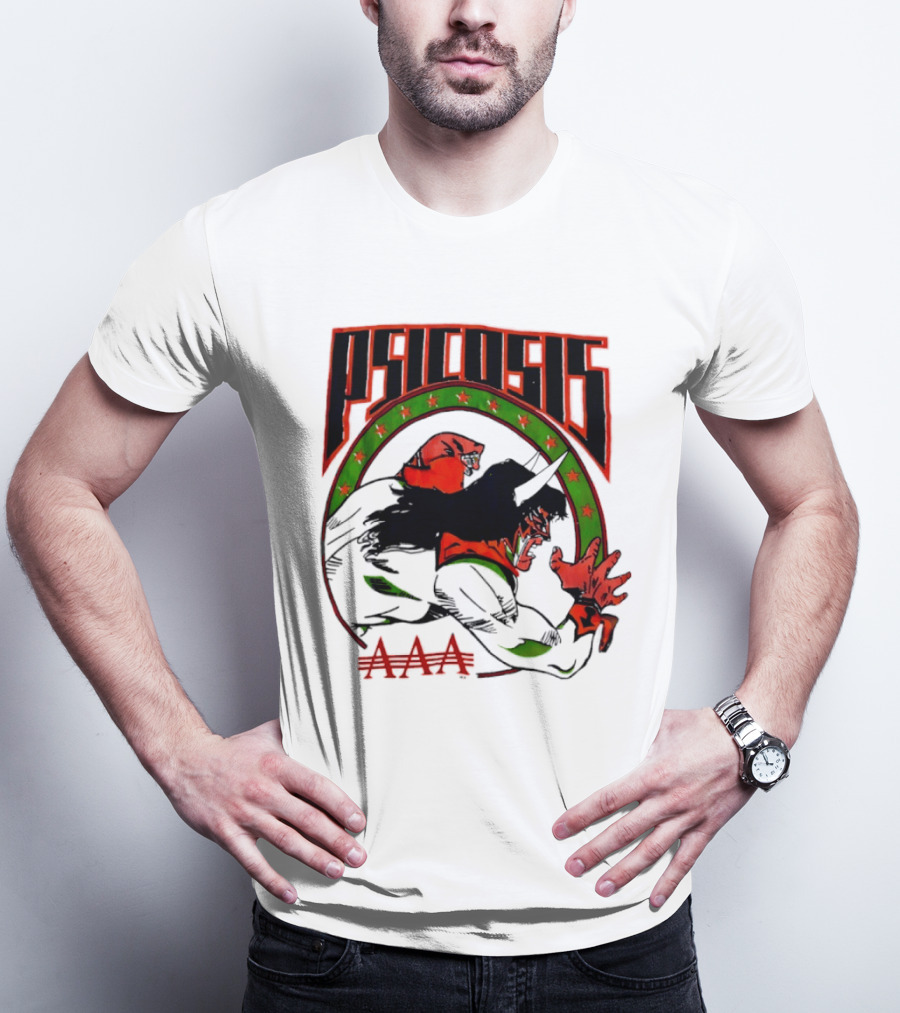 Psicosis AAA Wrestling Promotion Luchador Mask Art Comic T-Shirt