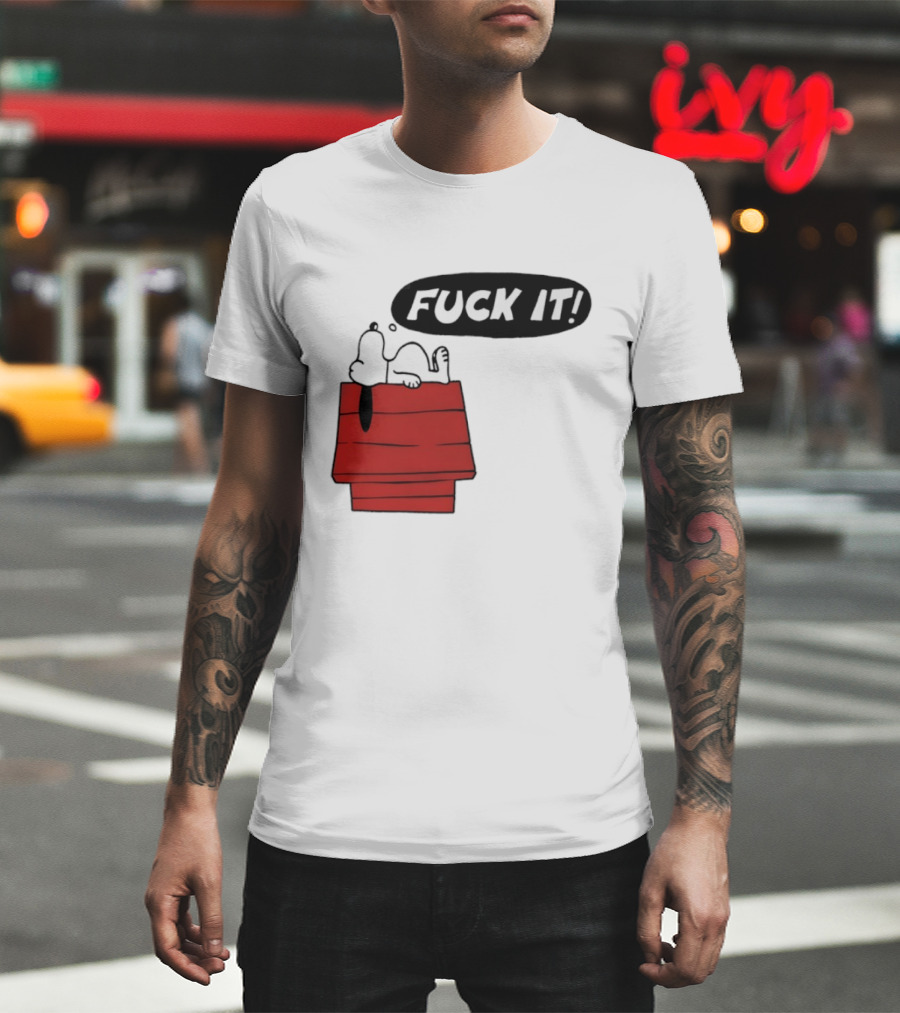 Snoopy Fuck It Relaxing On Doghouse Peanuts Humor T-Shirt
