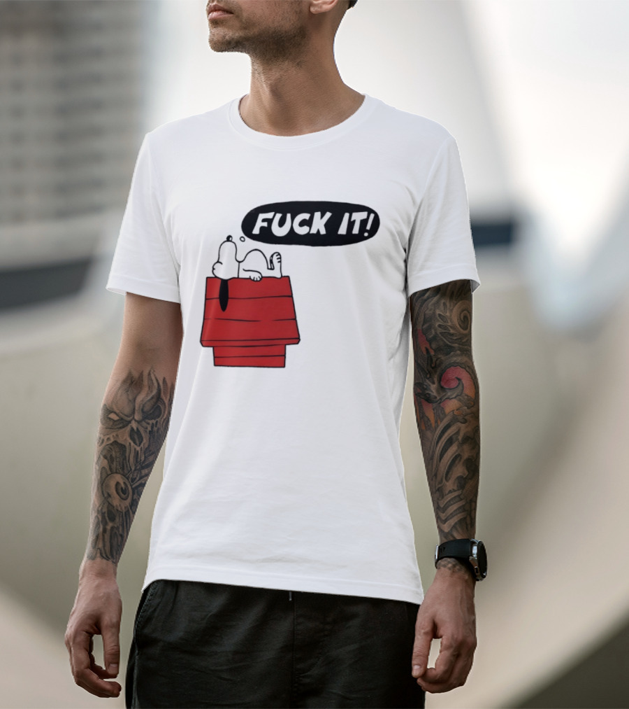 Snoopy Fuck It Relaxing On Doghouse Peanuts Humor T-Shirt