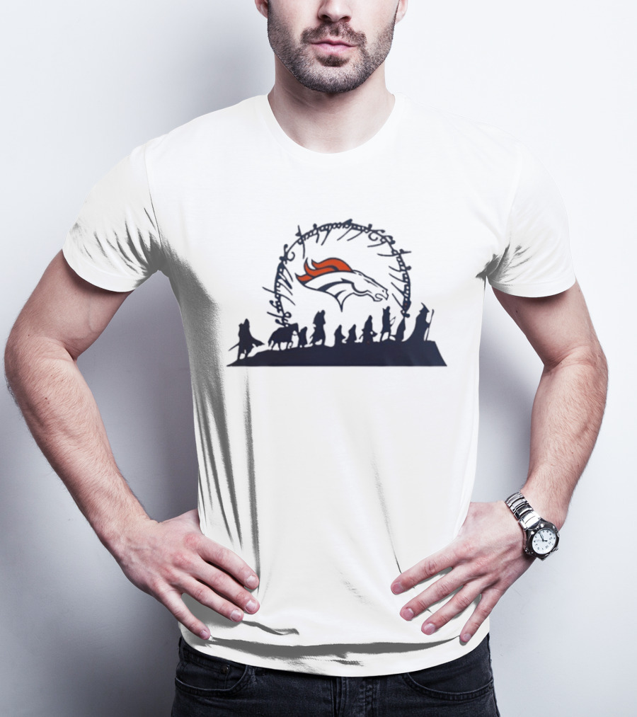 Riders Of Rohan Meet Denver Broncos Fellowship Middle Earth Meta T-Shirt