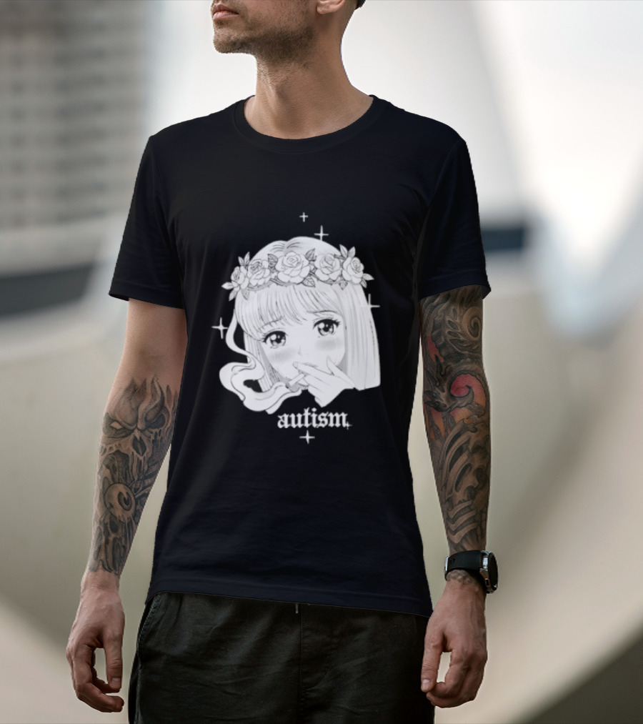 Autism Anime Girl Smoking Flower Crown Aesthetic T-Shirt