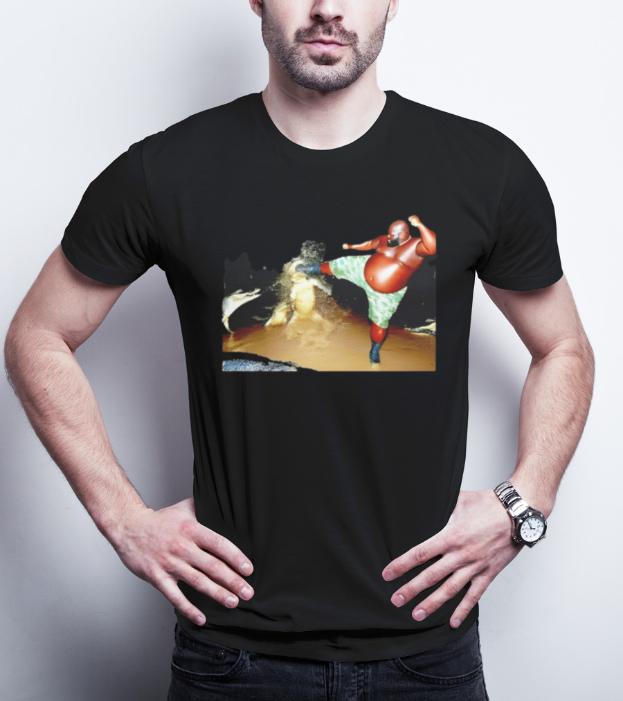 Black Guy Kicking Crocodile T-Shirt