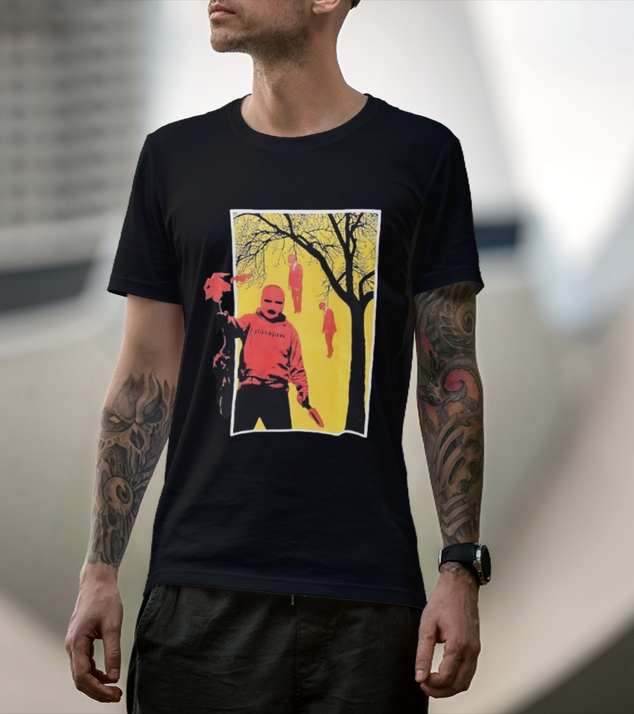 Glassjaw Save Plant A Tree Red Masked Figure With Hanging Figures And Tree T-Shirt