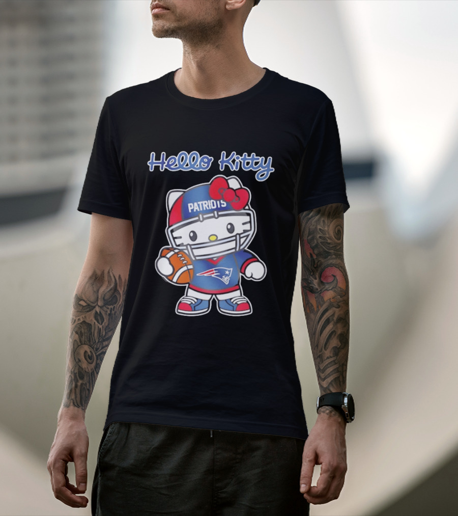 Hello Kitty Patriots Football Collaboration NFL Fan Collection T-Shirt