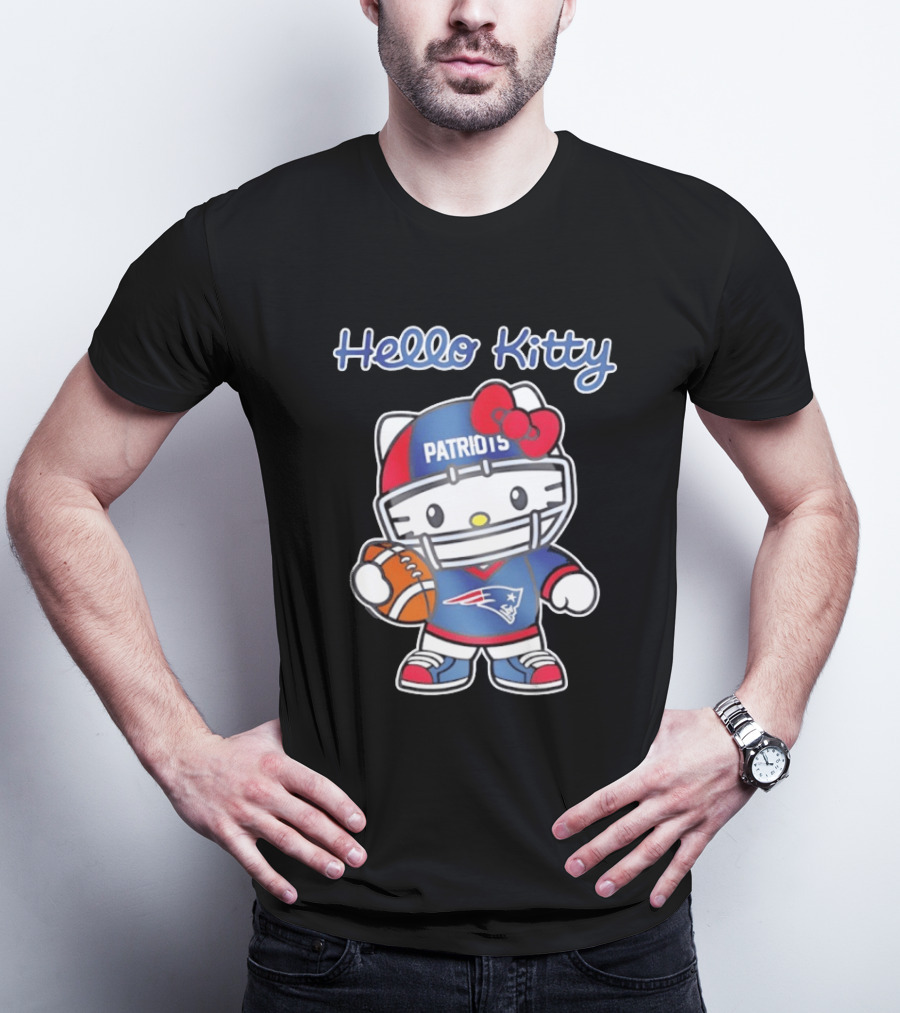 Hello Kitty Patriots Football Collaboration NFL Fan Collection T-Shirt
