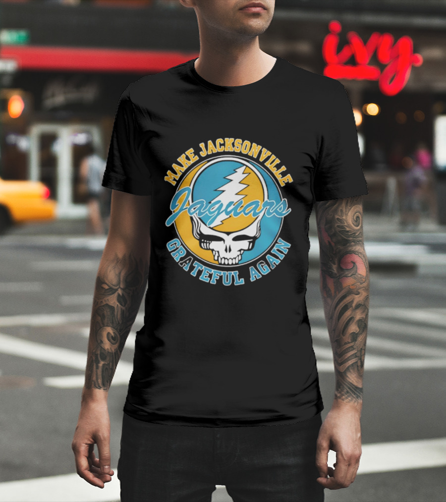 Jacksonville Jaguars Make Jacksonville Grateful Again Skulls And Lightning T-Shirt