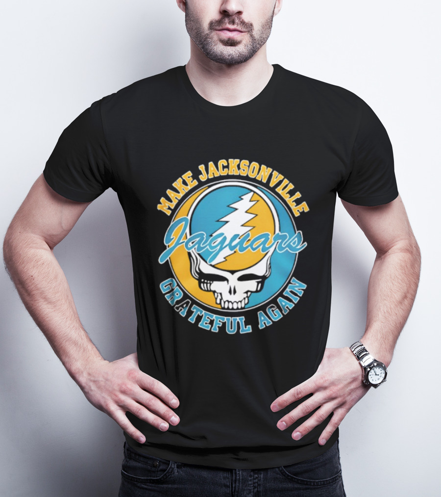 Jacksonville Jaguars Make Jacksonville Grateful Again Skulls And Lightning T-Shirt