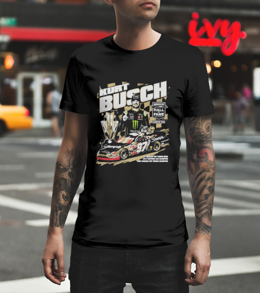 Kurt Busch 2026 NASCAR Hall Of Fame Champion Trophy Racing Legend NASCAR Cup Series T-Shirt
