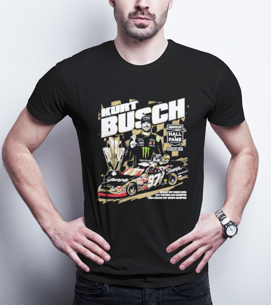 Kurt Busch 2026 NASCAR Hall Of Fame Champion Trophy Racing Legend NASCAR Cup Series T-Shirt