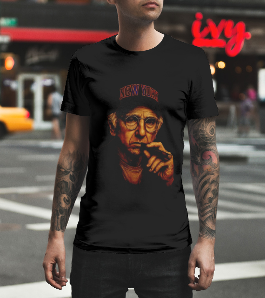 New York Hat Wearing Figure With Cigar Mood T-Shirt