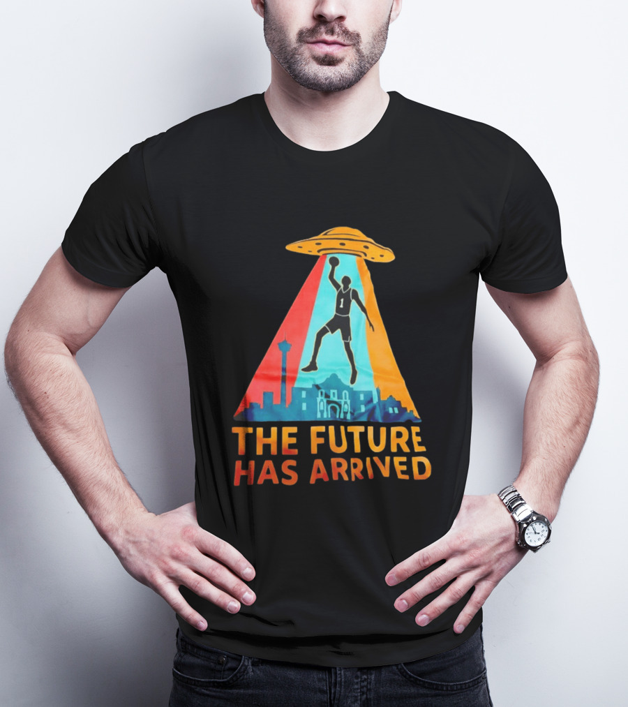 Basketball UFO Abduction Cityscape The Future Has Arrived T-Shirt
