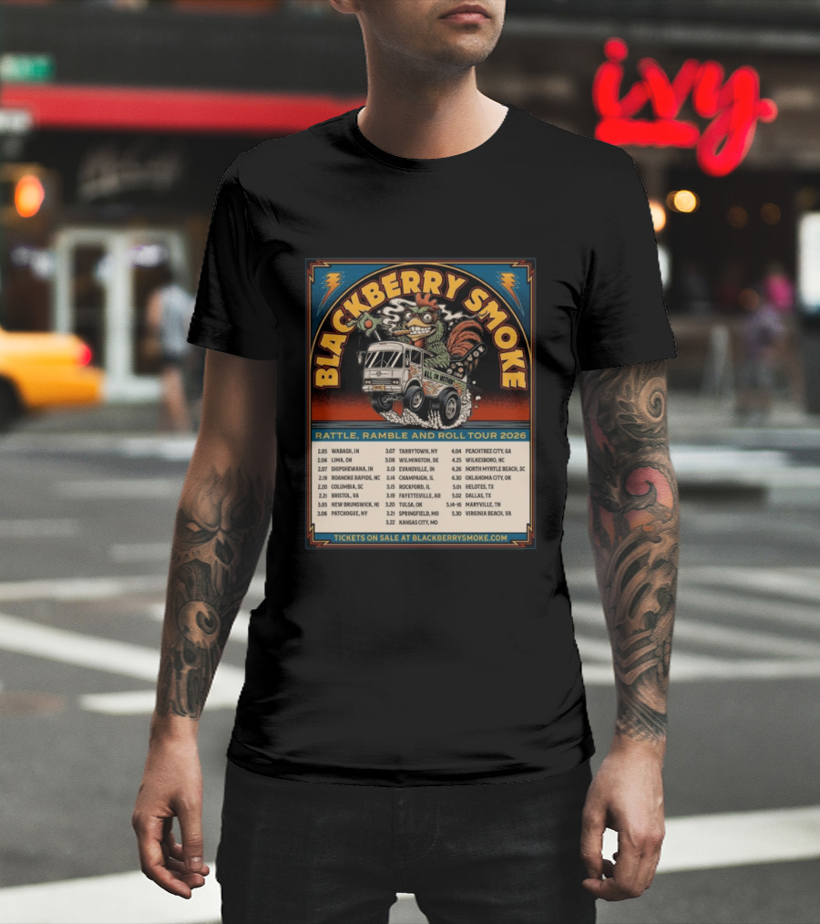 Blackberry Smoke Rattle Ramble And Roll Tour 2026 All Or Nothin Truck Dates T-Shirt