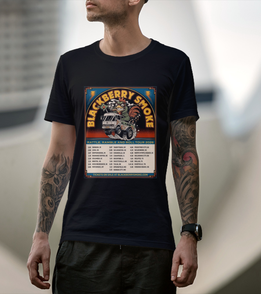 Blackberry Smoke Rattle Ramble And Roll Tour 2026 All Or Nothin Truck Dates T-Shirt