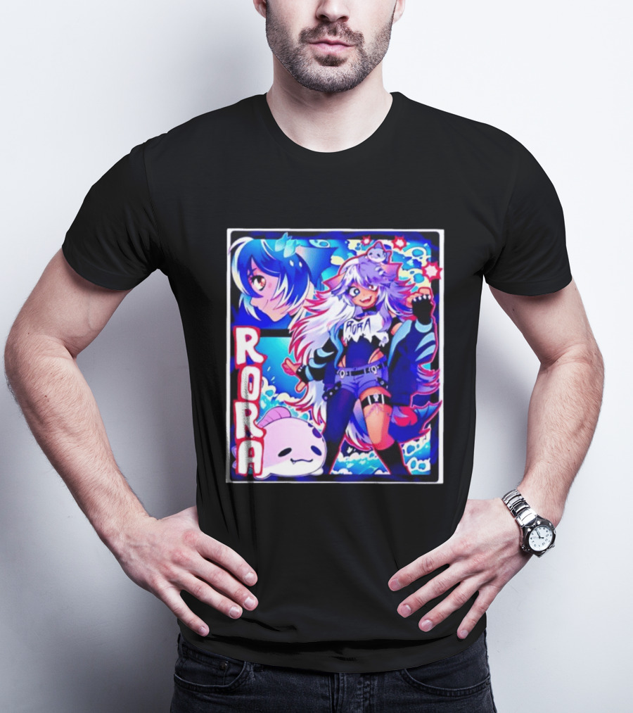 Rora Anime Character Vibrant Art With Cute Fantasy Elements And Pink Creature T-Shirt