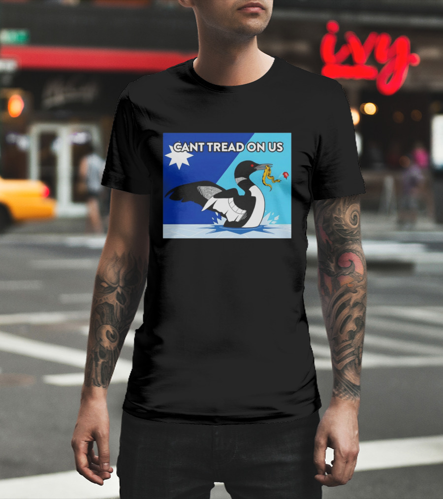 Can't Tread On Us Minnesota Loon Yellow Snake Black Bird Blue T-Shirt