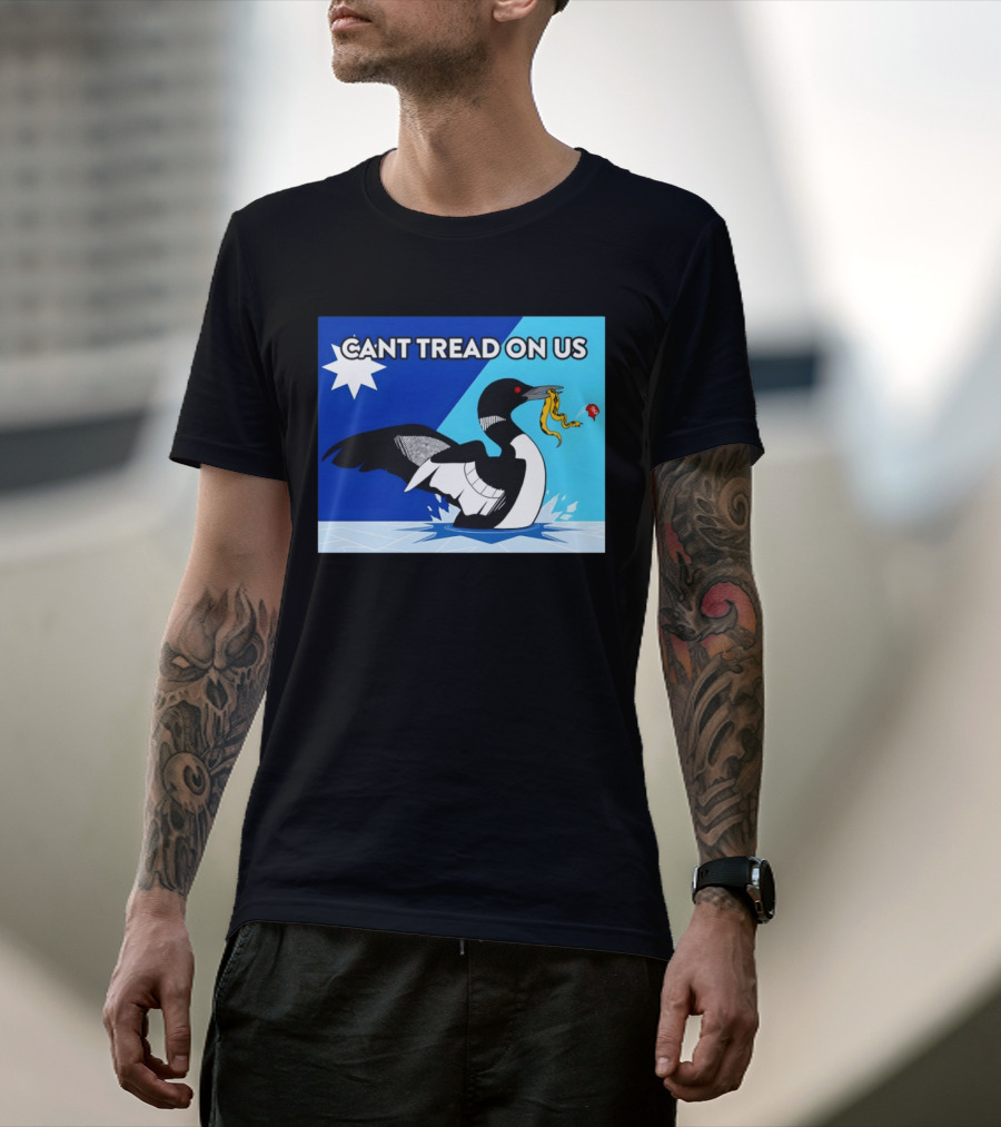 Can't Tread On Us Minnesota Loon Yellow Snake Black Bird Blue T-Shirt