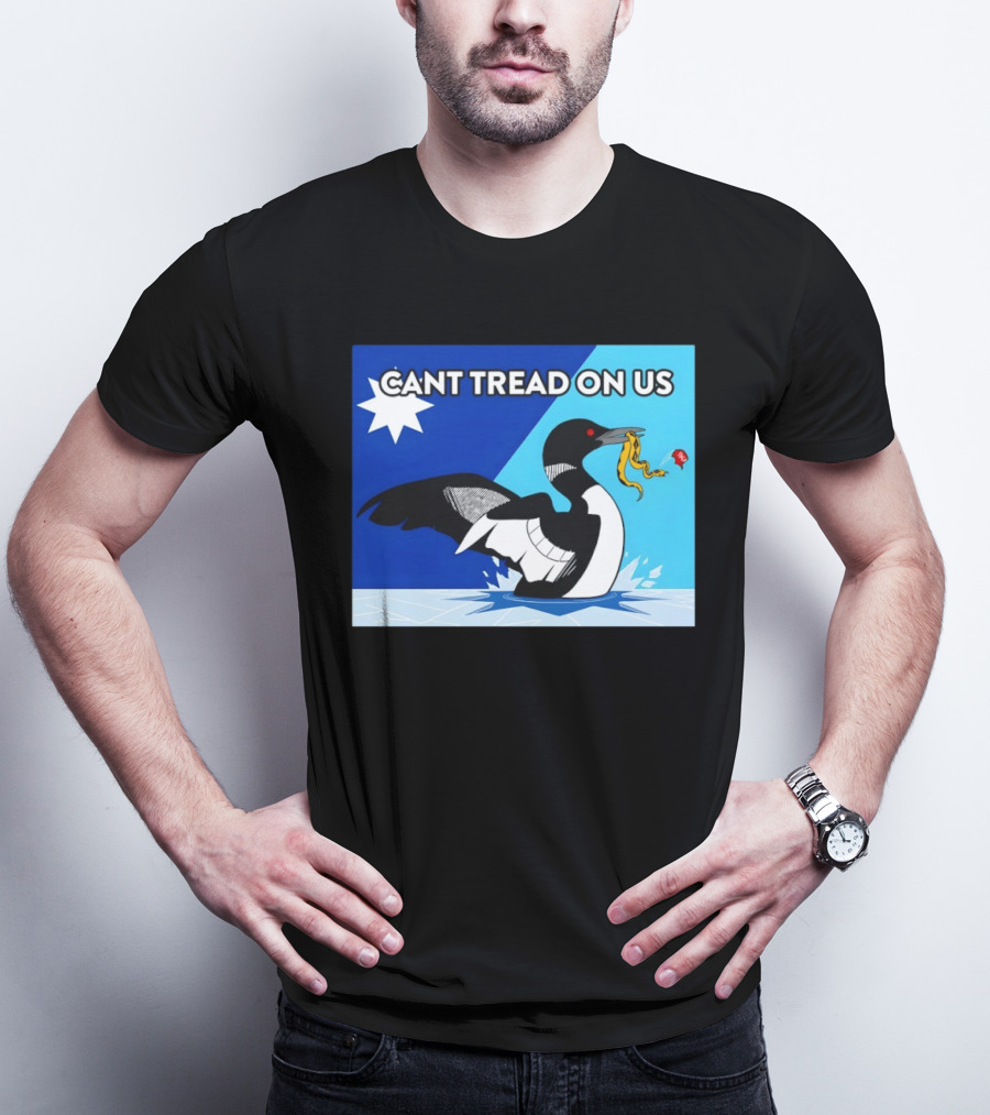 Can't Tread On Us Minnesota Loon Yellow Snake Black Bird Blue T-Shirt
