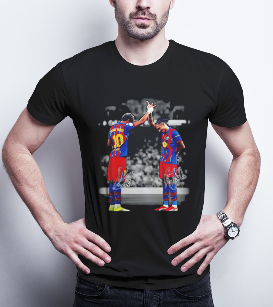 Lamine Yamal Raphinha Barcelona Brazil Soccer Duo Signatures T-Shirt