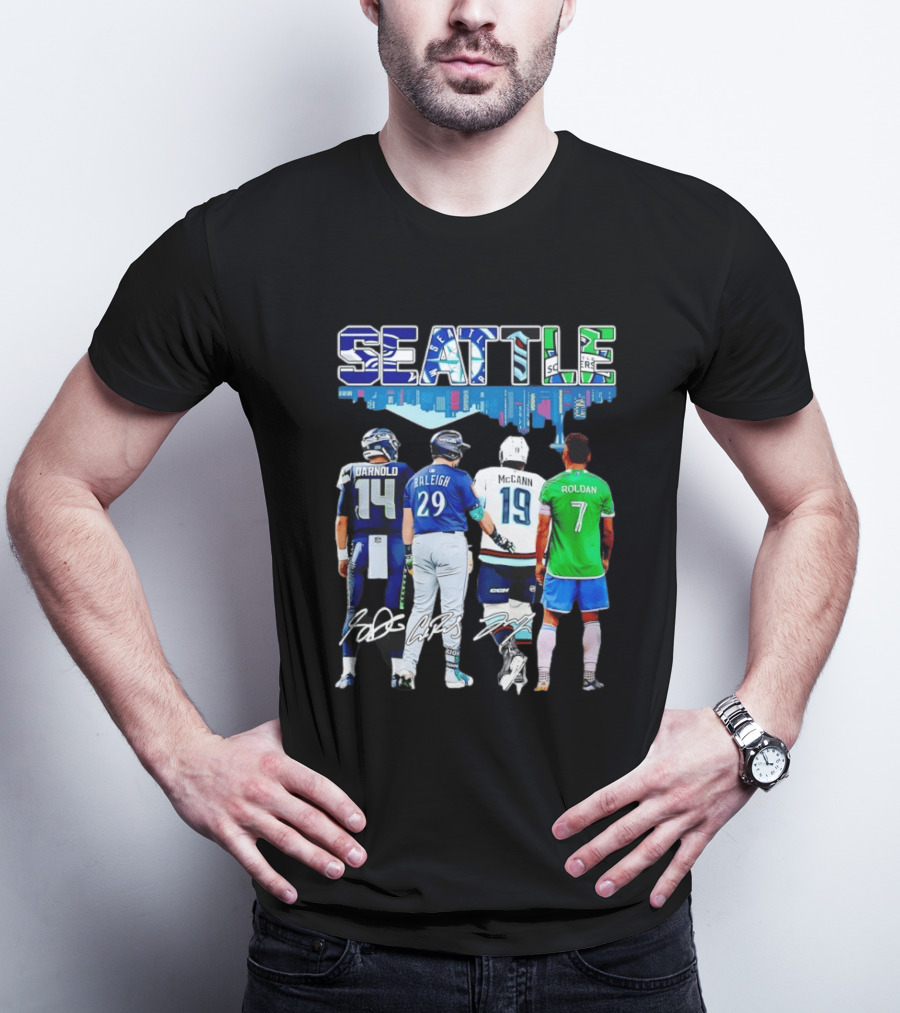 Seattle Sam Darnold Cal Raleigh Jared McCann Cristian Roldan Skyline T-Shirt