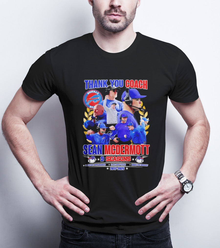 Thank You Coach Sean McDermott Buffalo Bills 9 Seasons 2017 2025 T-Shirt