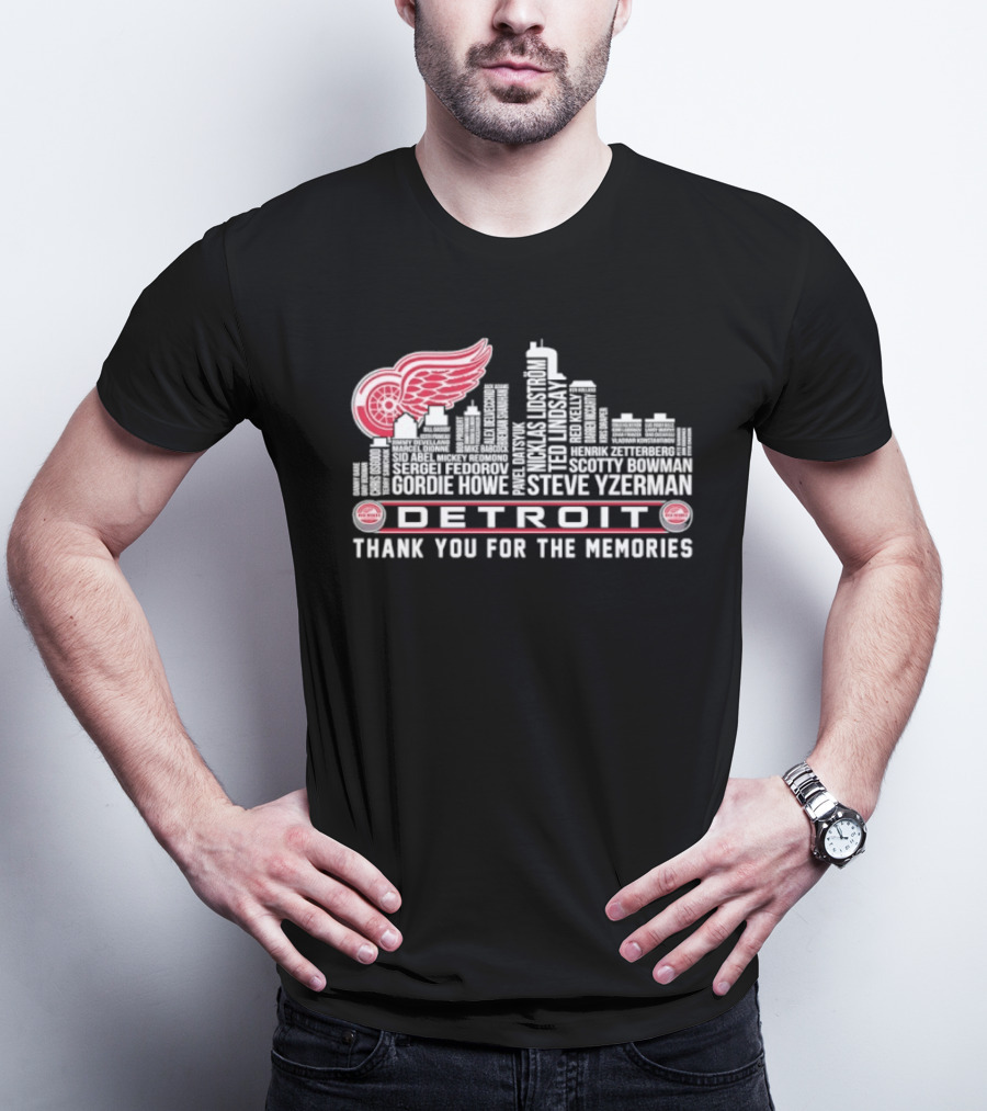 Detroit Red Wings City Skyline Steve Yzerman Thank You For The Memories T-Shirt