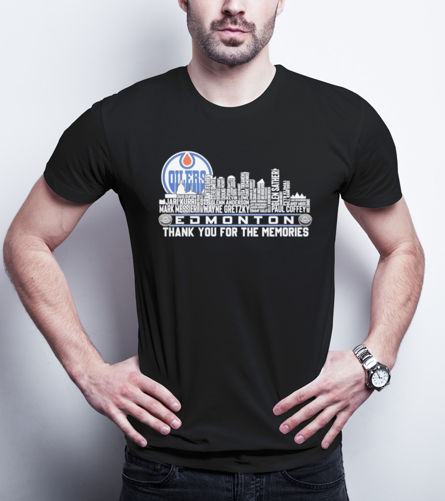 Edmonton Oilers Players City Skyline Thank You For The Memories T-Shirt