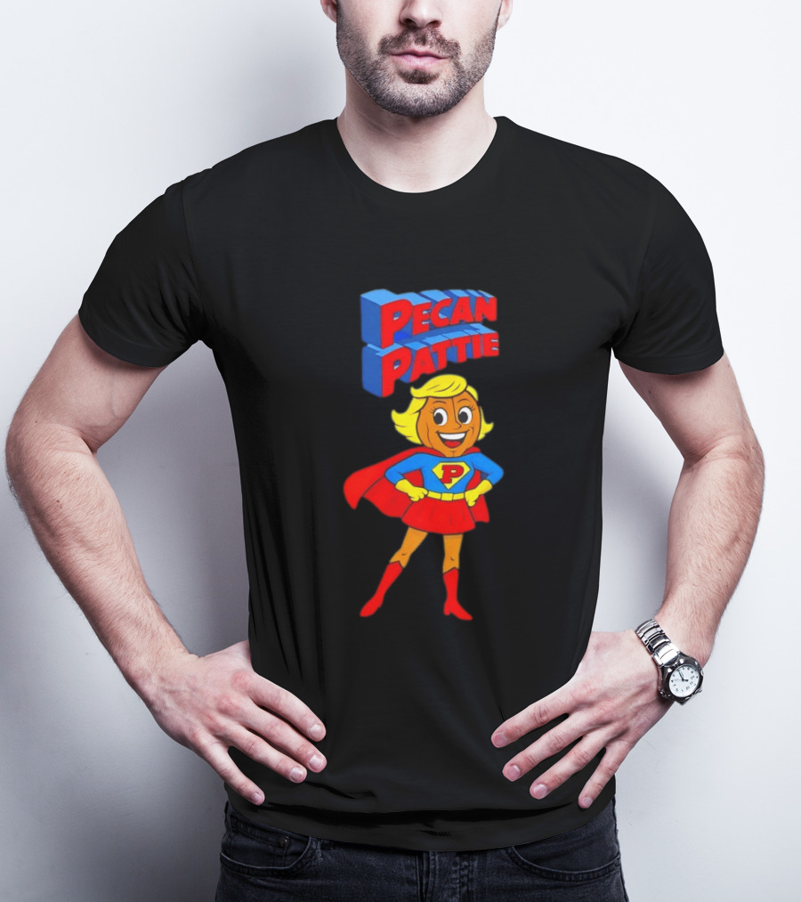Pecan Pattie Superhero Character Red Blue Outfit T-Shirt