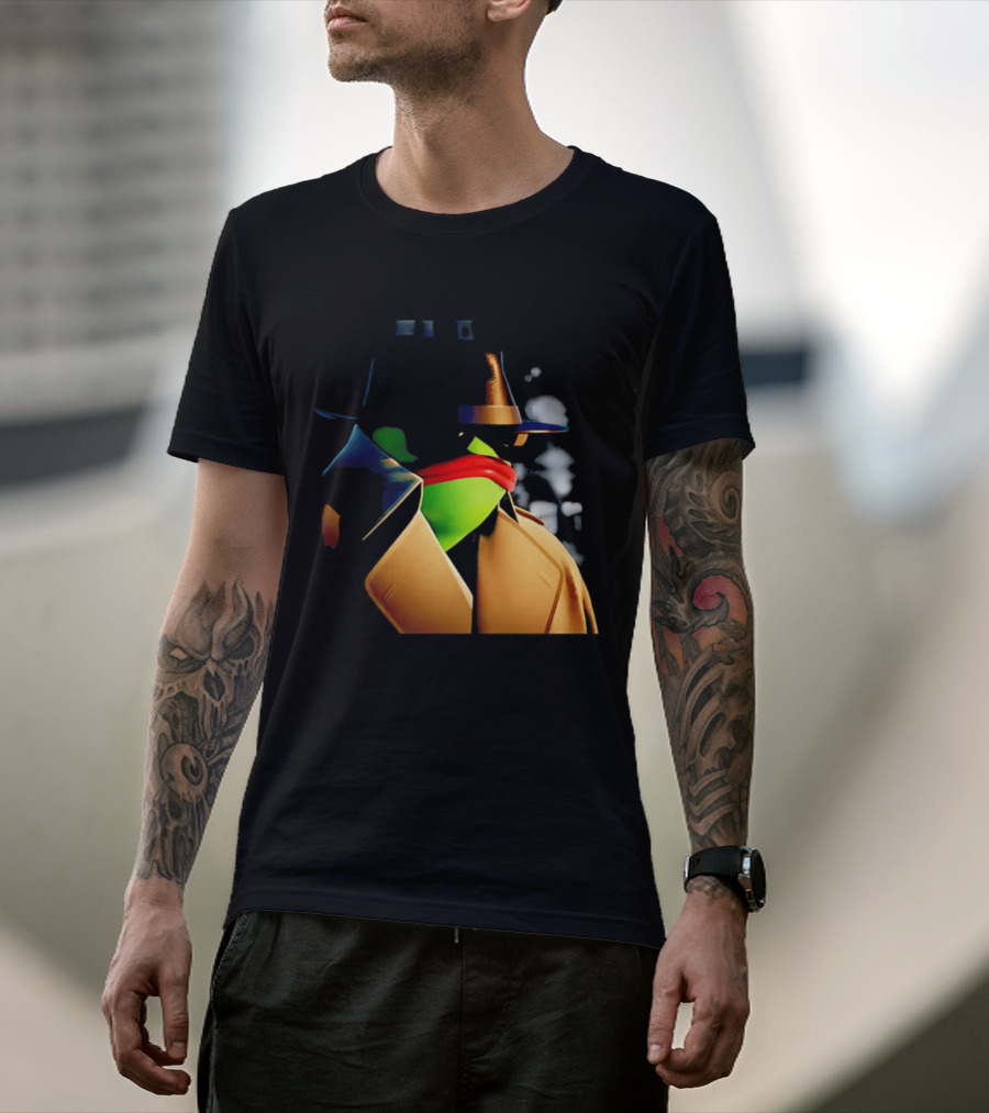 Pepe The Frog Detective Trench Coat Cigarette Doodles T-Shirt
