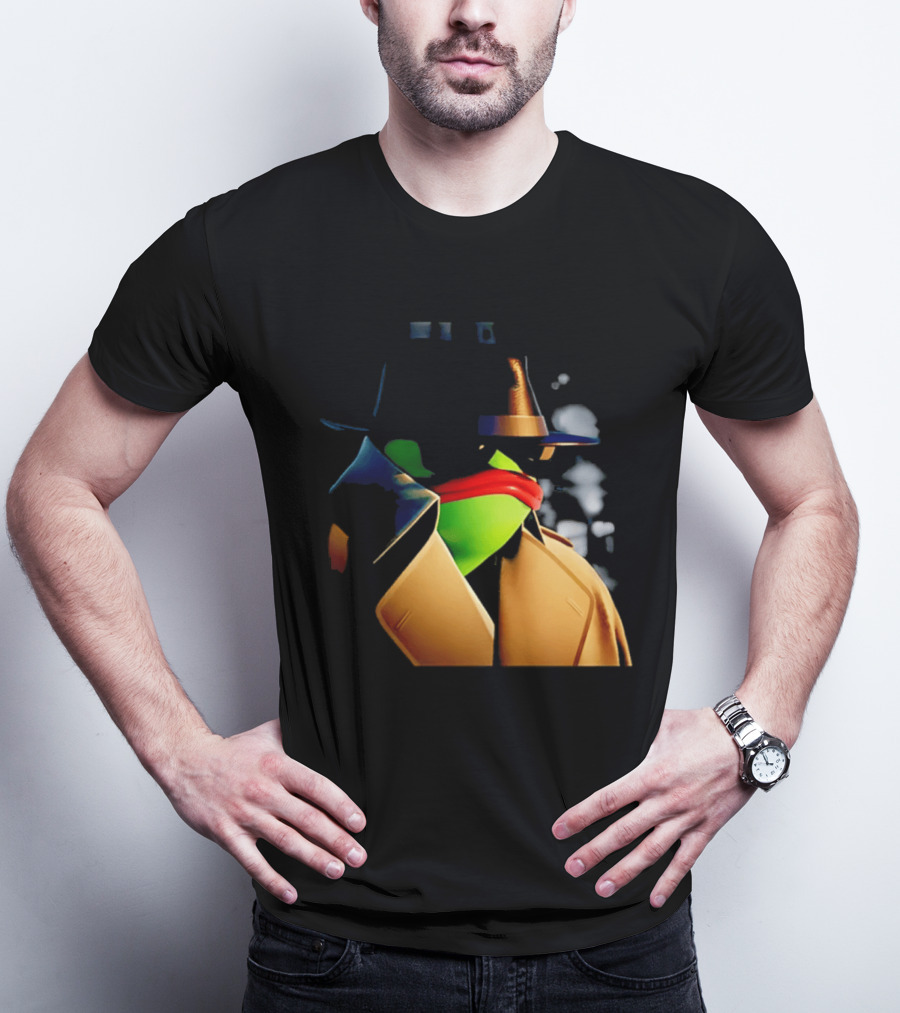 Pepe The Frog Detective Trench Coat Cigarette Doodles T-Shirt