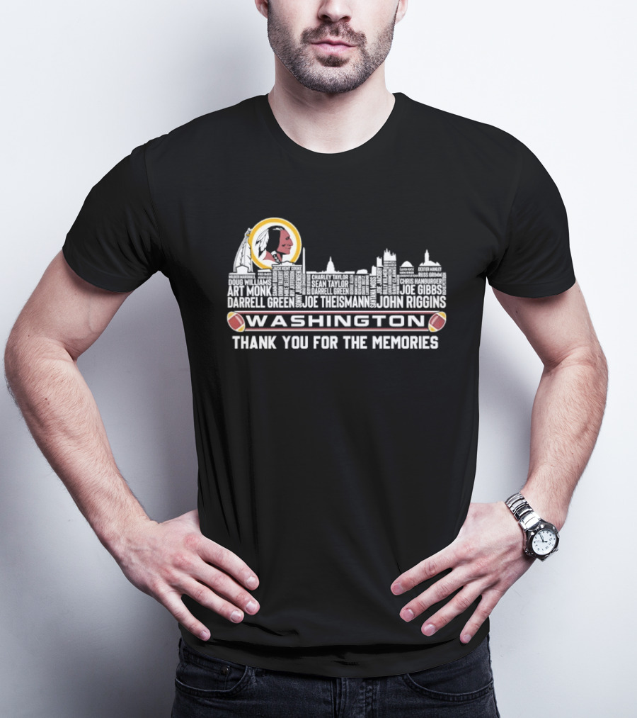 Washington Redskins Player Names City Skyline Thank You For The Memories T-Shirt