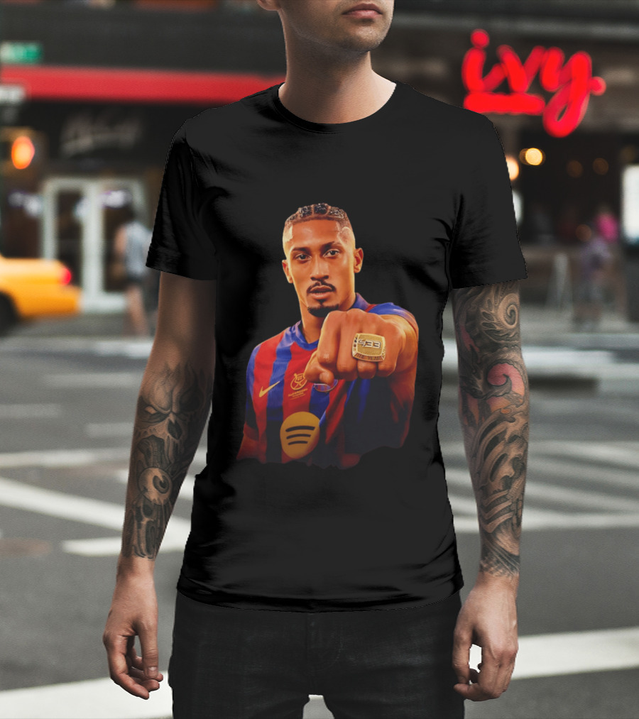 Raphinha Barcelona Brazil Player Ring La Liga Collage T-Shirt