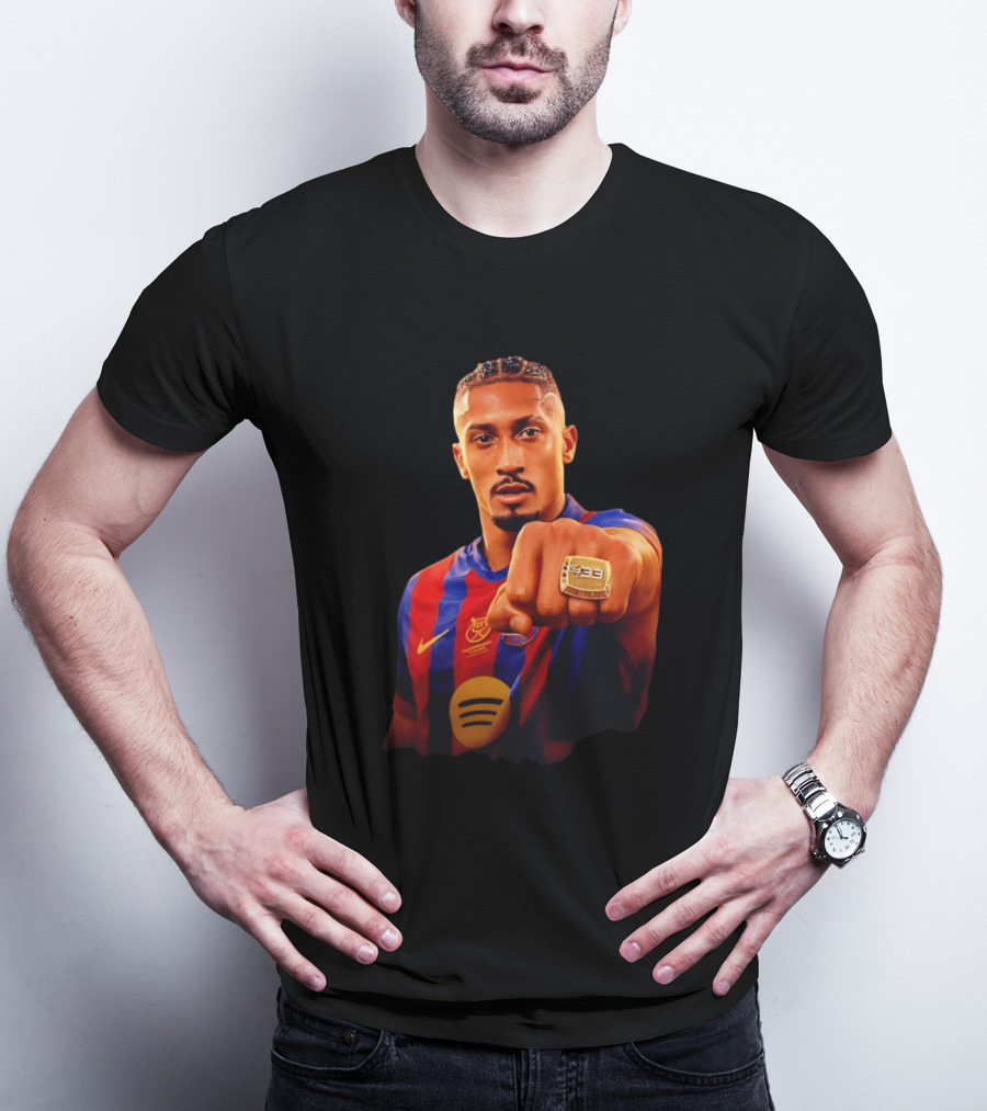 Raphinha Barcelona Brazil Player Ring La Liga Collage T-Shirt
