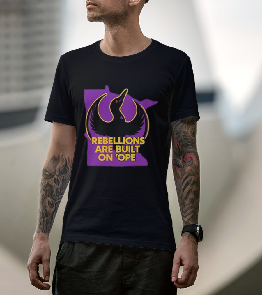 Rebellions Are Built On 'Ope Minnesota Purple Map Black Bird T-Shirt