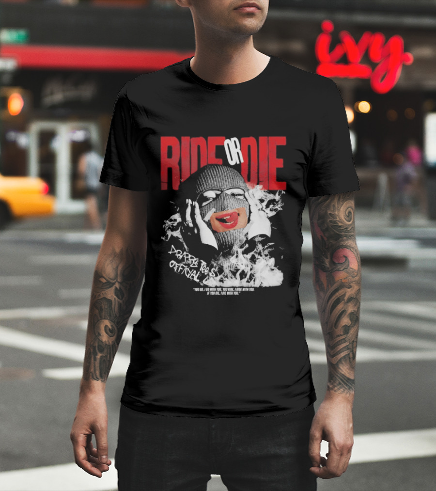 Ride Or Die Joker Grunge Typography And Distorted Joker Face T-Shirt