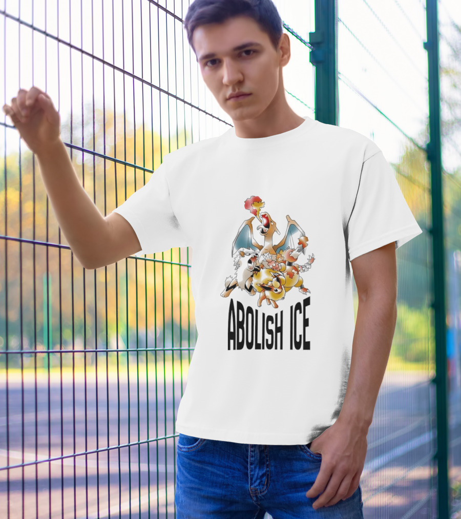 Abolish ICE Pokémon Characters Charizard Blastoise Pikachu Protest T-Shirt