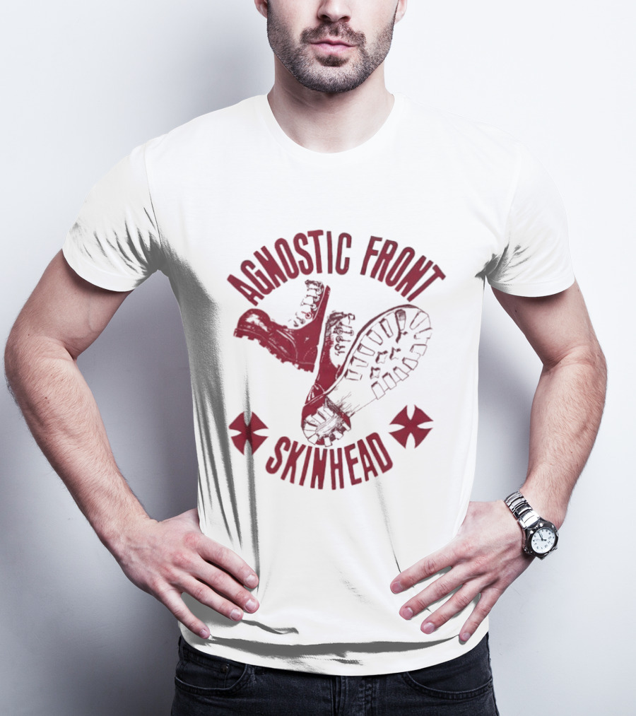 Agnostic Front Skinhead Boot Symbol Cross T-Shirt