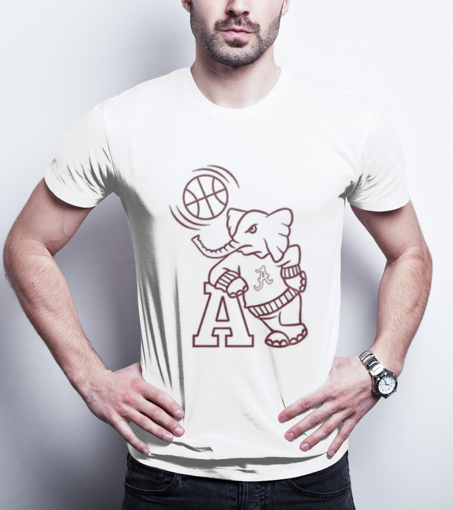 Alabama Crimson Tide Big Al Basketball White Out 2026 Game Night T-Shirt