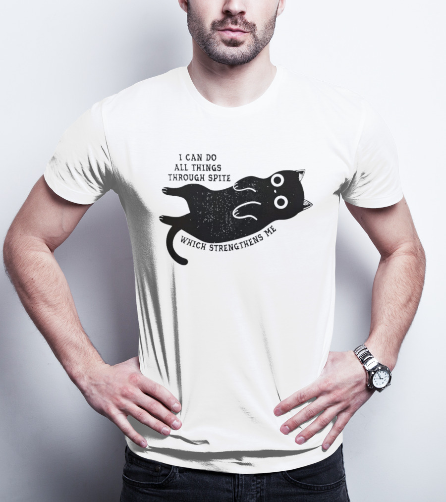 Black Cat I Can Do All Things Through Spite Which Strengthens Me T-Shirt