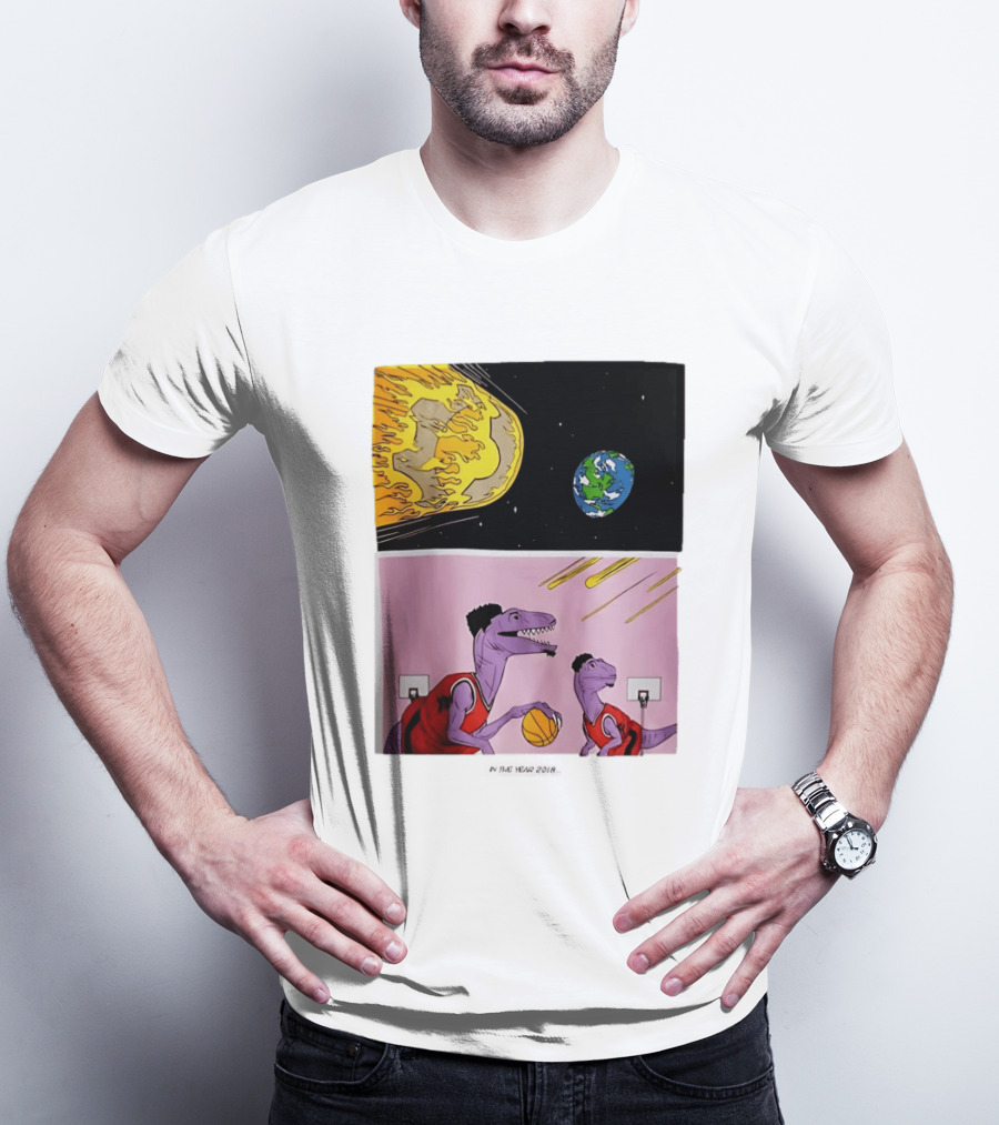 Bron Sends Him A LeBronto Dinosaur Meteor Basketball Earth Raptors T-Shirt