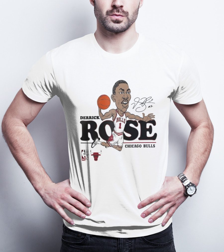 Derrick Rose Chicago Bulls Caricature Basketball T-Shirt