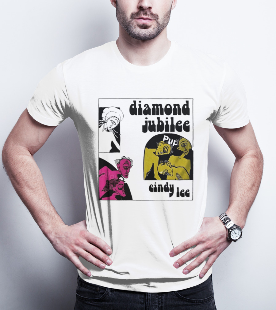 Diamond Jubilee Music Album Cindy Lee Illustrated Faces T-Shirt