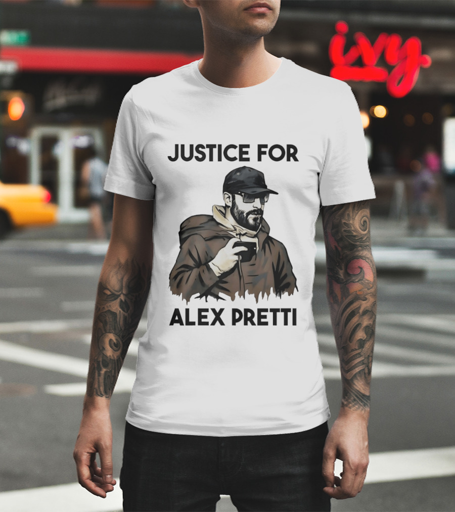 Justice For Alex Pretti Black Cap And Coffee Cup T-Shirt