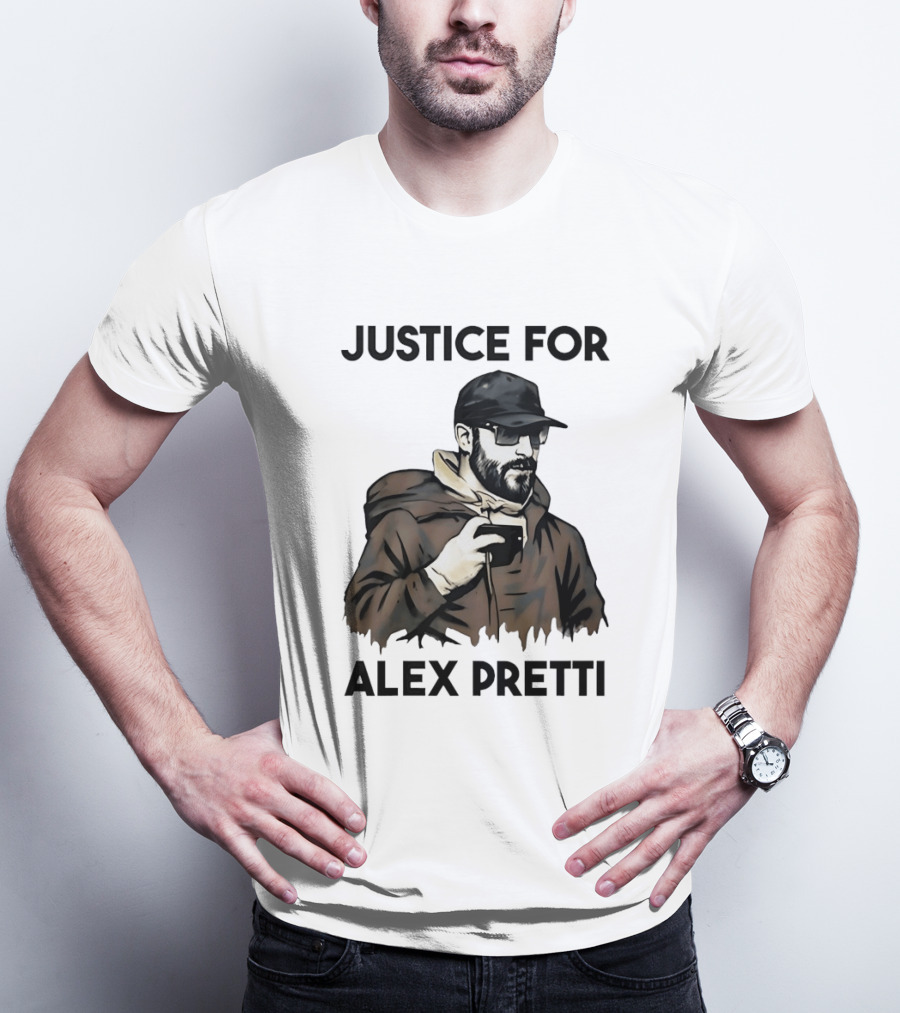 Justice For Alex Pretti Black Cap And Coffee Cup T-Shirt