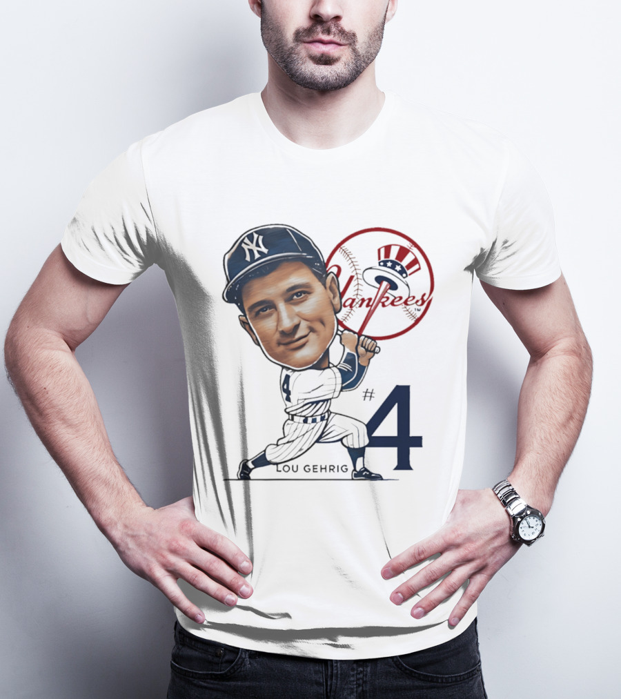 Lou Gehrig New York Yankees #4 Caricature Yankees T-Shirt