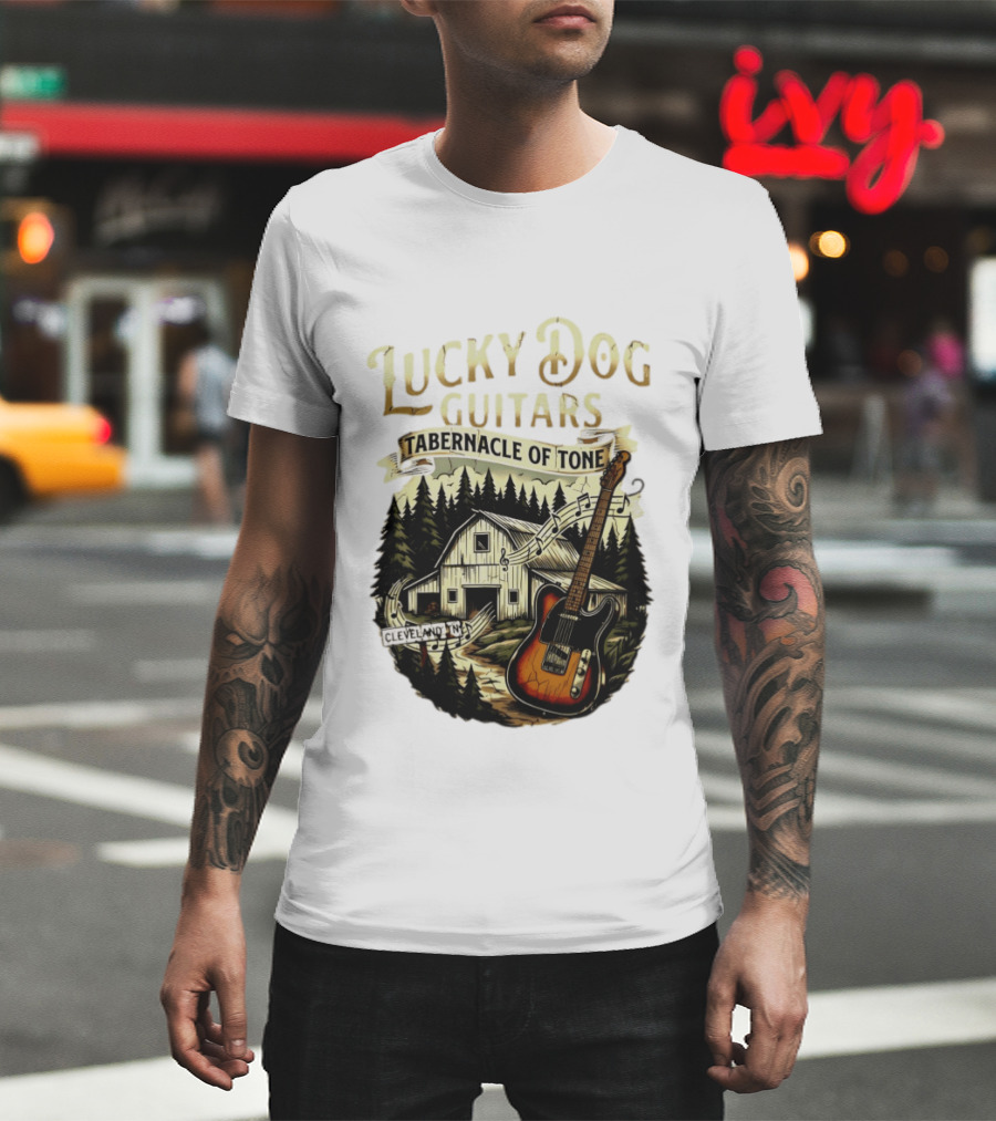 Lucky Dog Guitars Tabernacle Of Tone Cleveland TN Musical Barn Scene T-Shirt