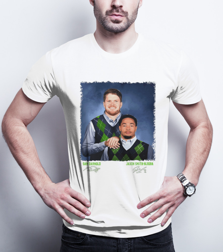 Sam Darnold Jaxon Smith Njigba Seattle Seahawks Step Brothers Football T-Shirt