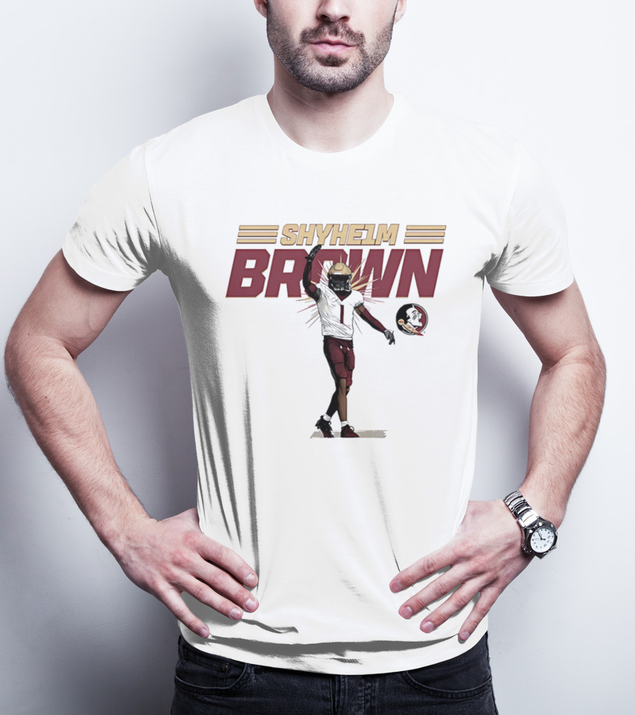 Shyheim Brown Fsu Football Caricature Ncaa Player Execution T-Shirt