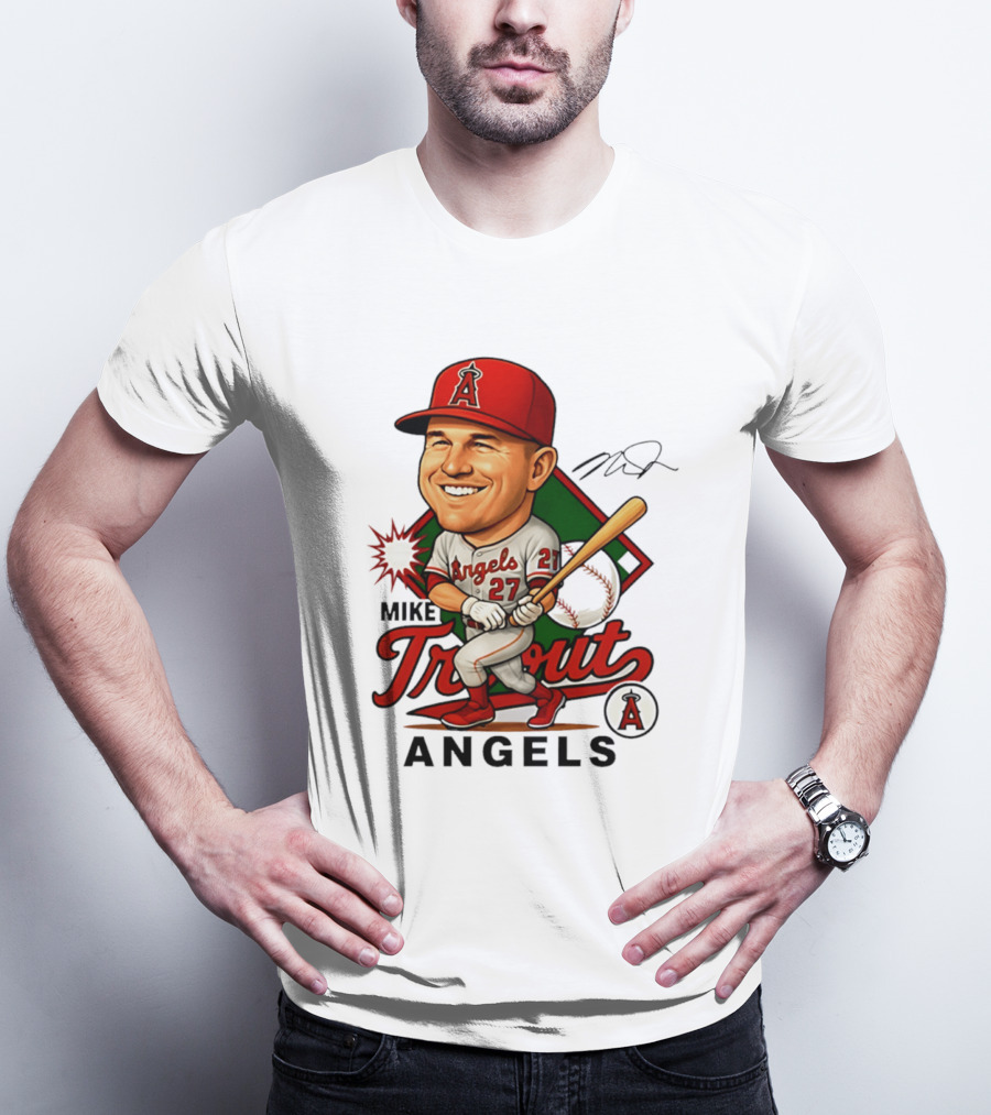 Mike Trout Angels Baseball Caricature Los Angeles Legend T-Shirt